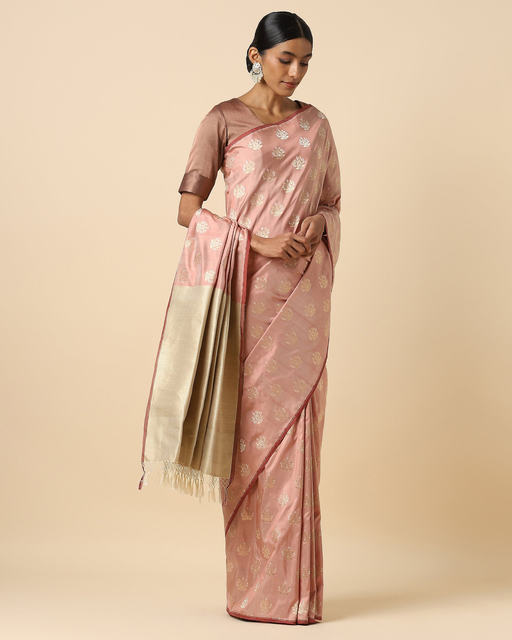 Kanvi Cutwork Silk Saree - Light Pink