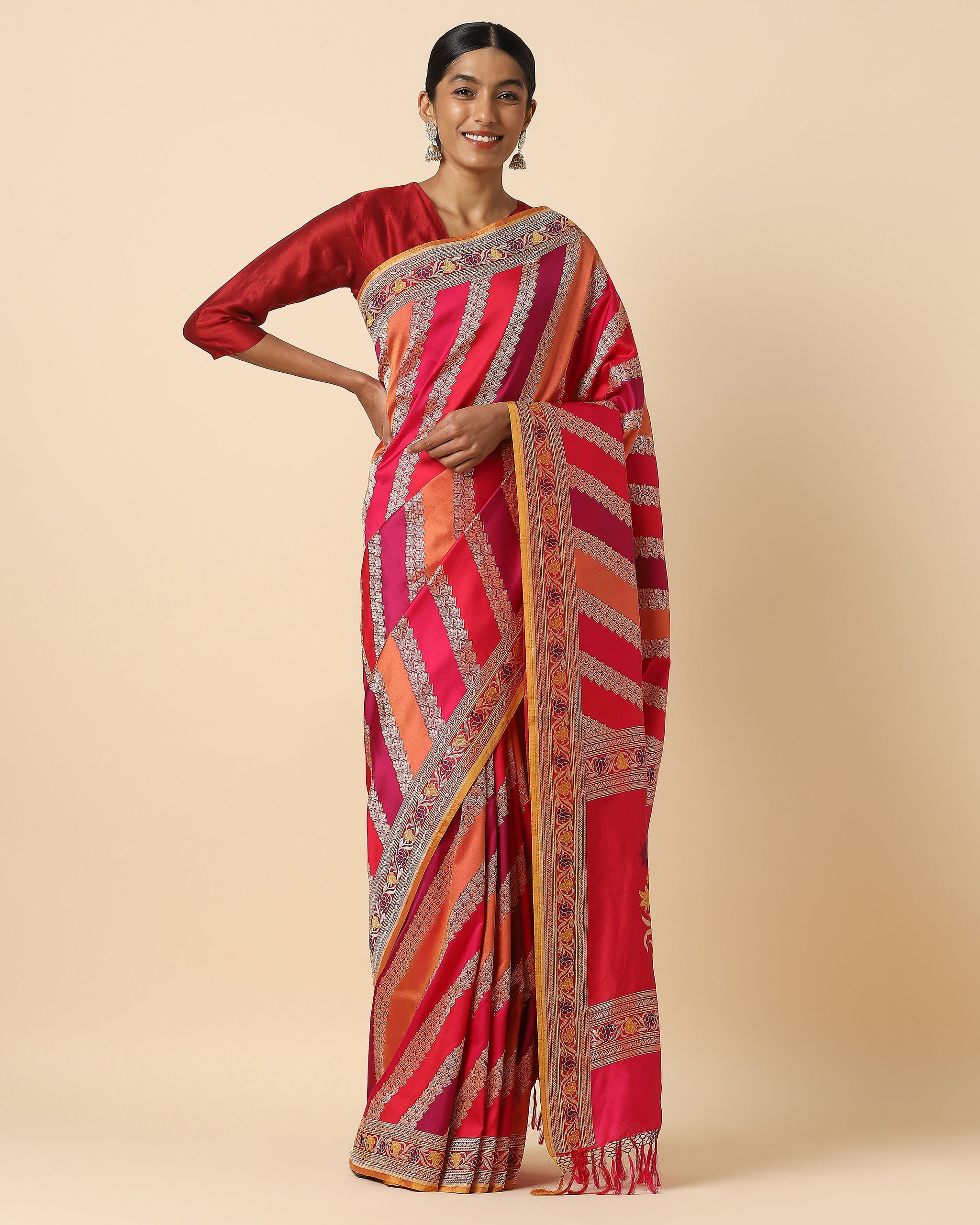 Vivaan Kadwa Silk Saree - Medium Assorted