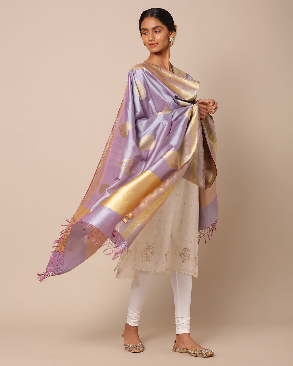 Padam Kadwa Silk Dupatta - Light Blue