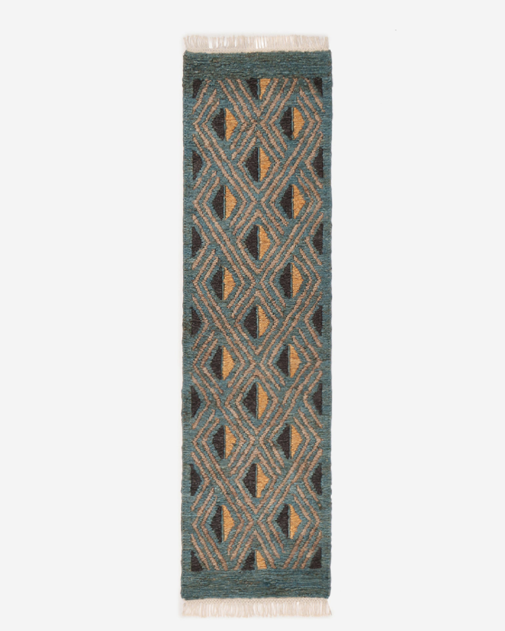Diamonds Soumak Cotton Jute Rug - Light Blue