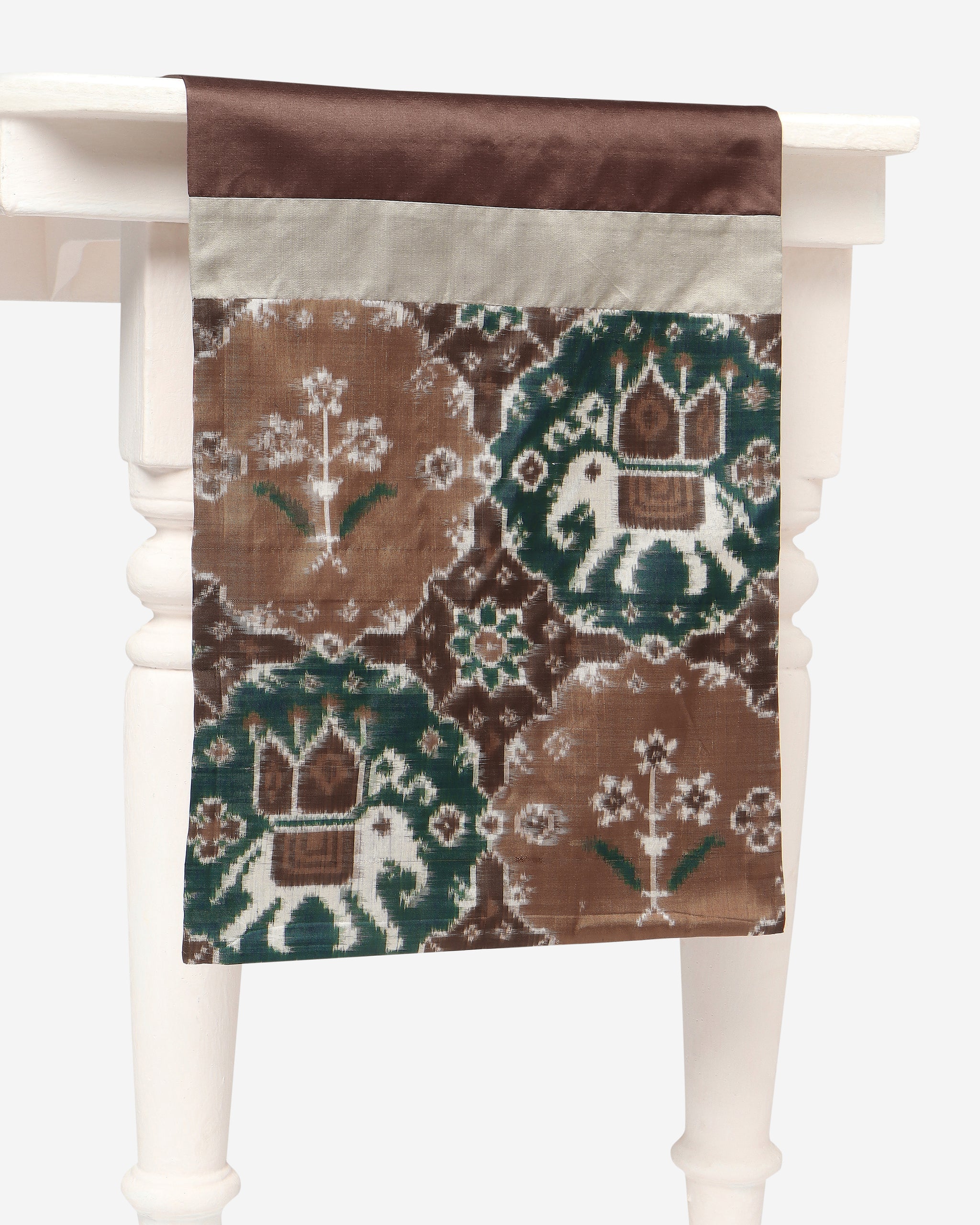 Uma Double Ikat Silk Table Runner - Dark Assorted