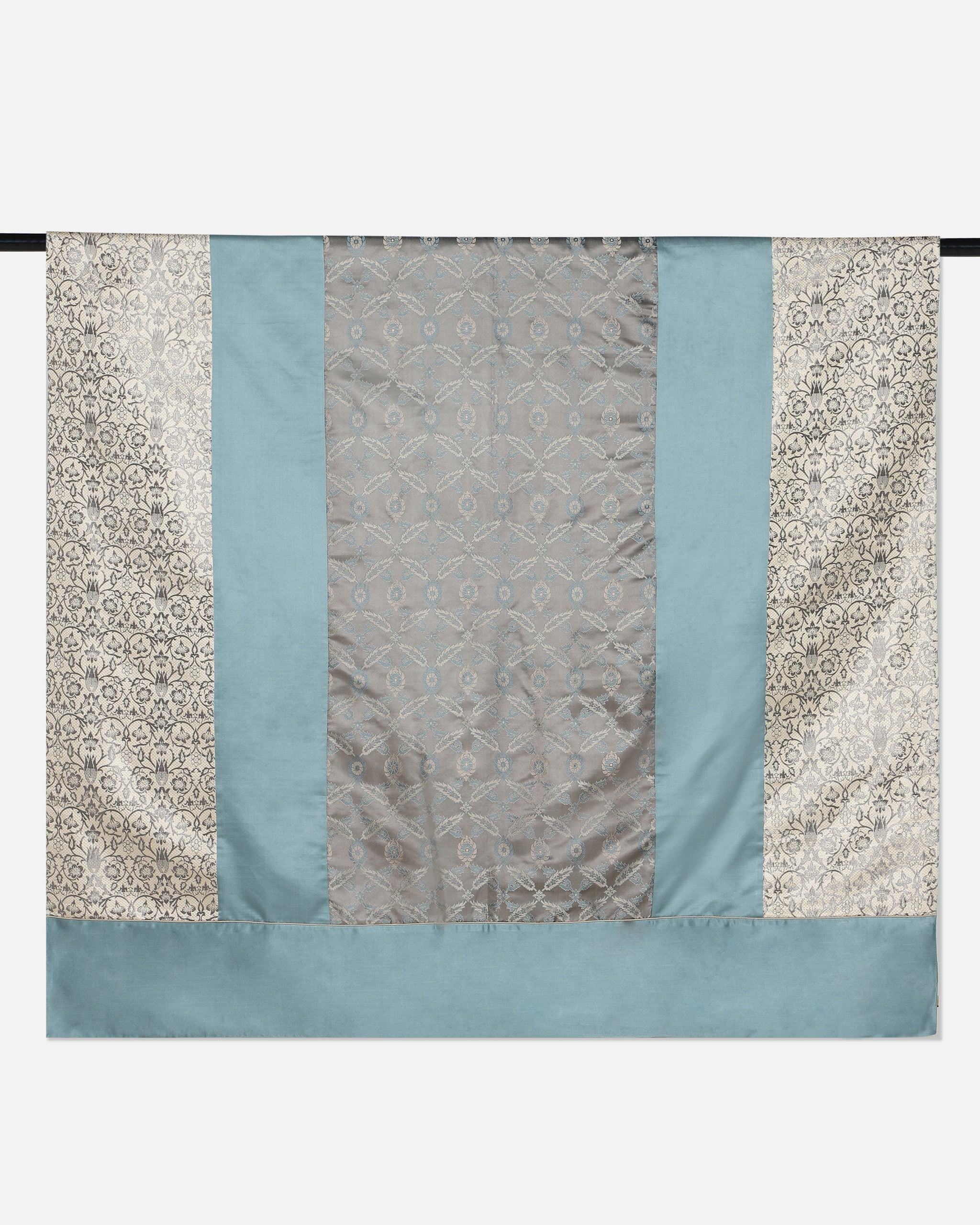 Ferrara-Triest Satin Brocade Silk Viscose Throw - Medium Grey
