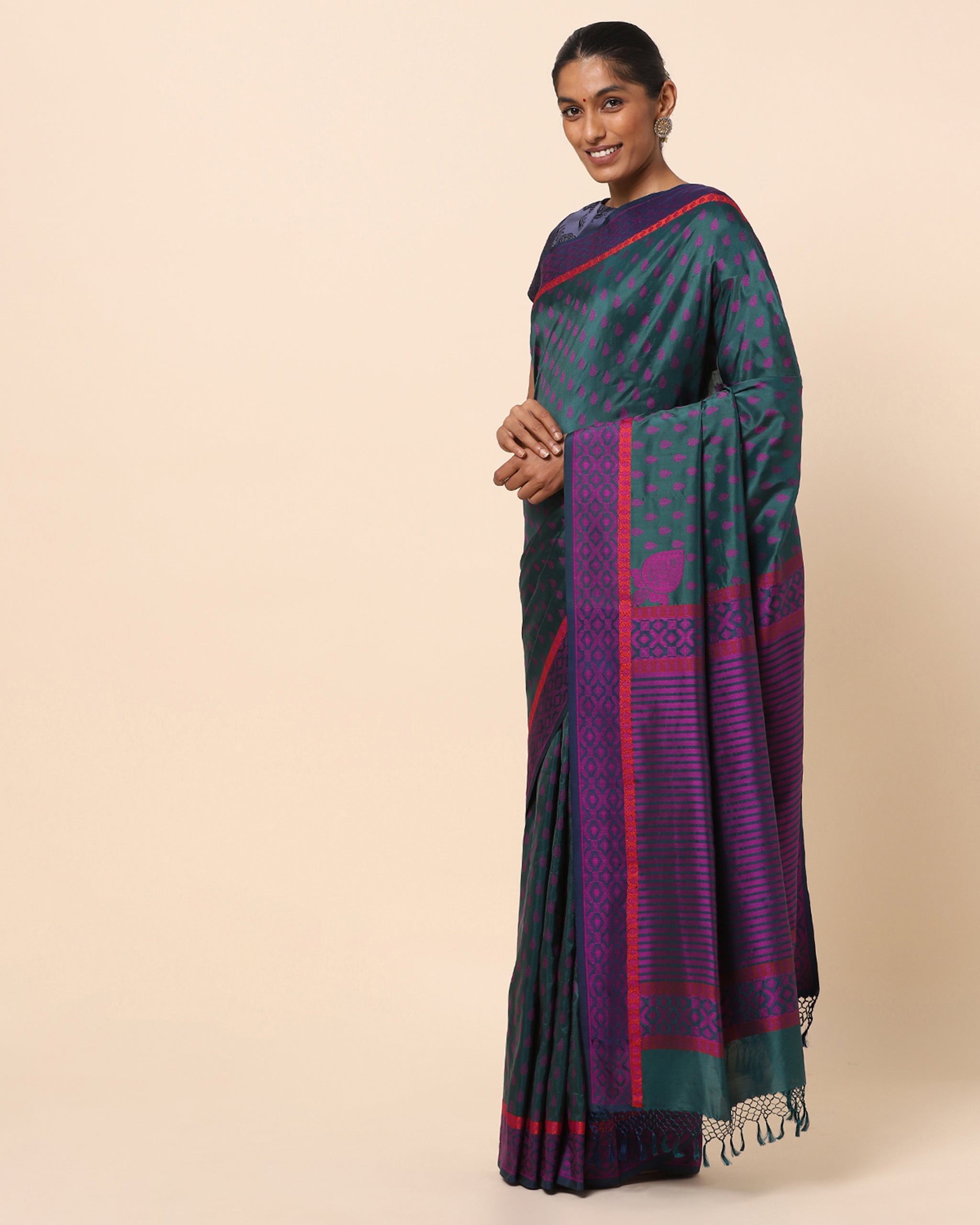 Lucknow Banarasi Silk Saree - Dark Green