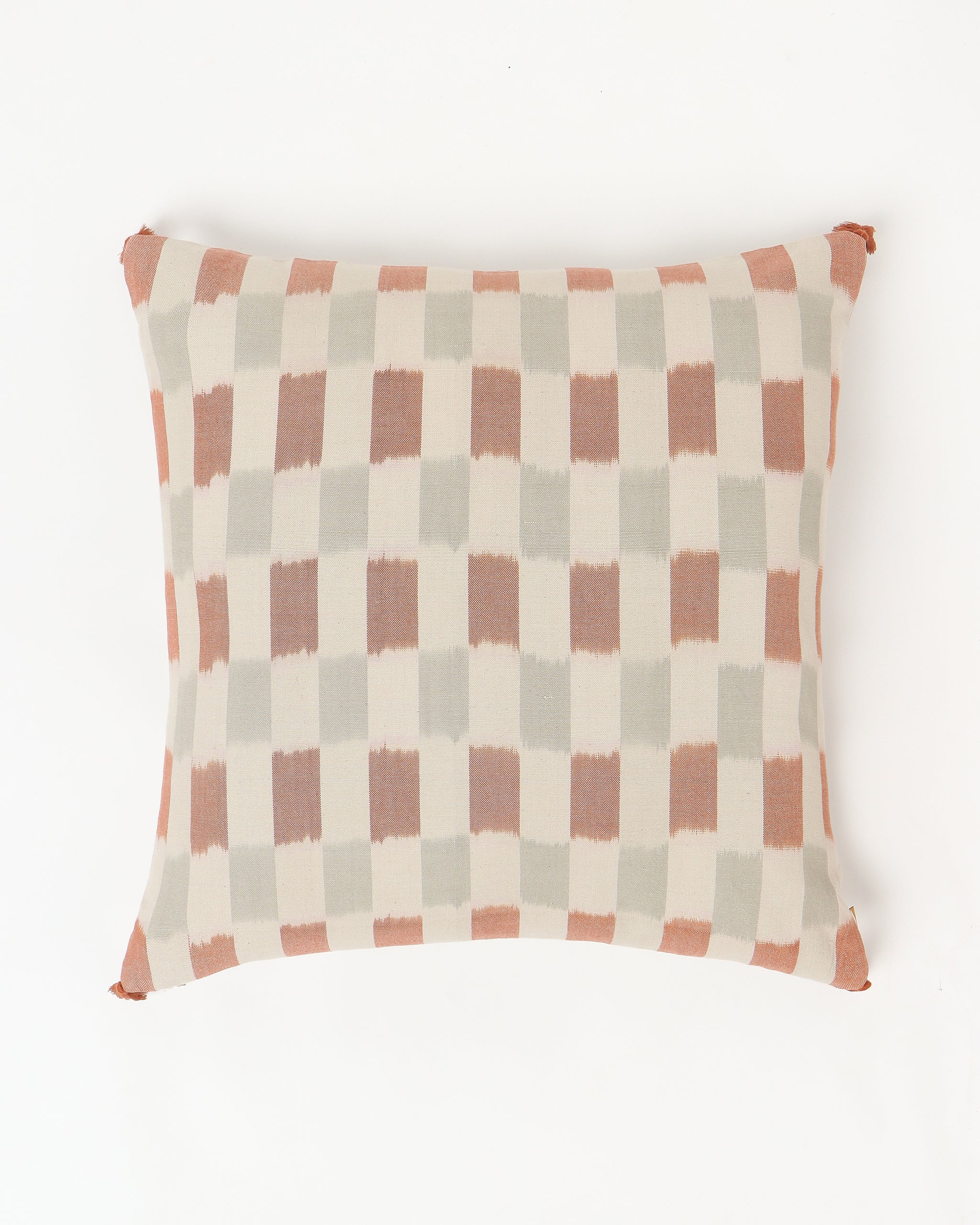 Alternate Warp Ikat Cotton Cushion Cover - Medium Beige