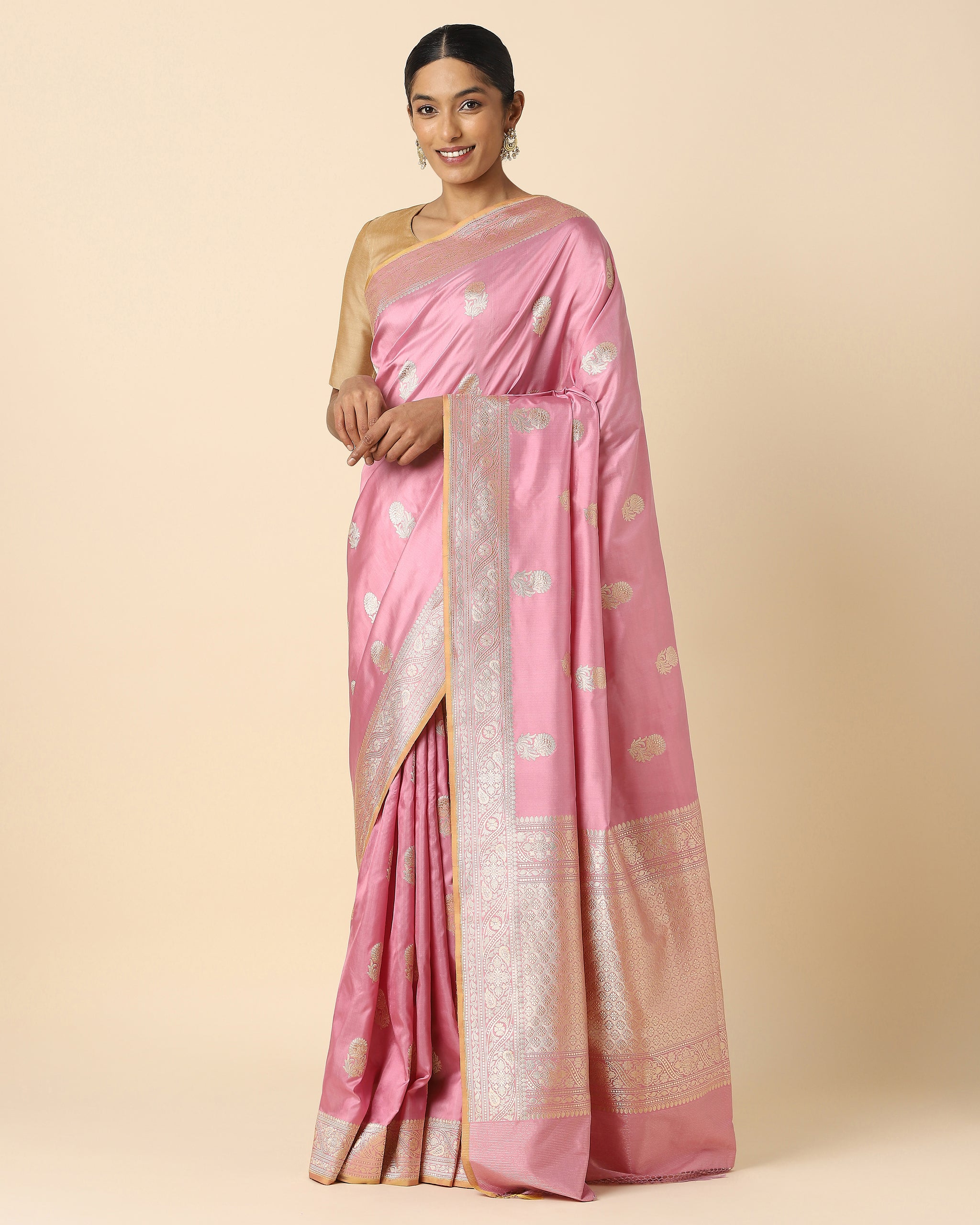 Sahara Kadwa Silk Saree - Light Pink
