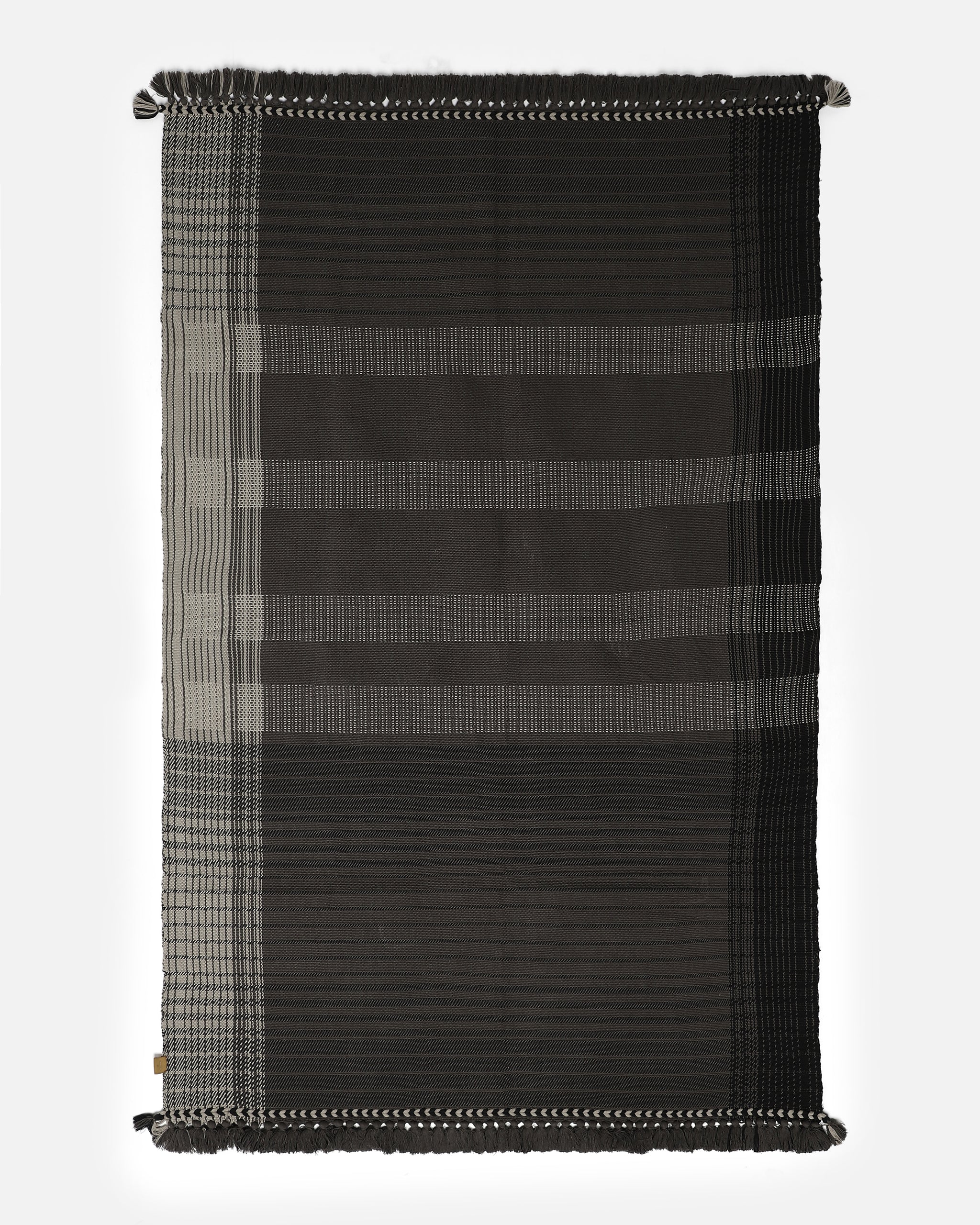 Buy Grade Bhuj Medium Black Cotton Rug | Aadyam