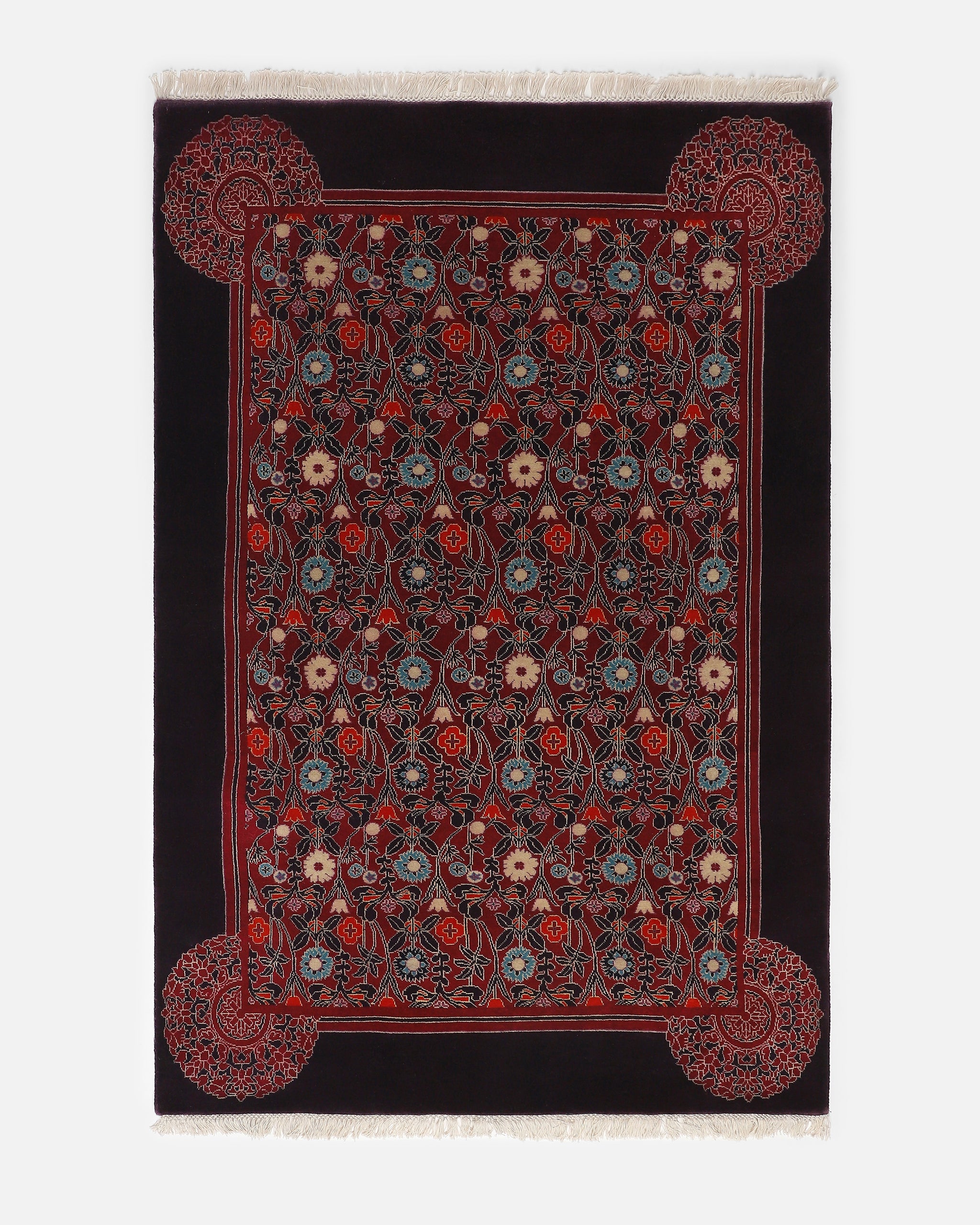 Buy Amilius Hand Knotted Dark Violet Cotton Wool Rug | Aadyam